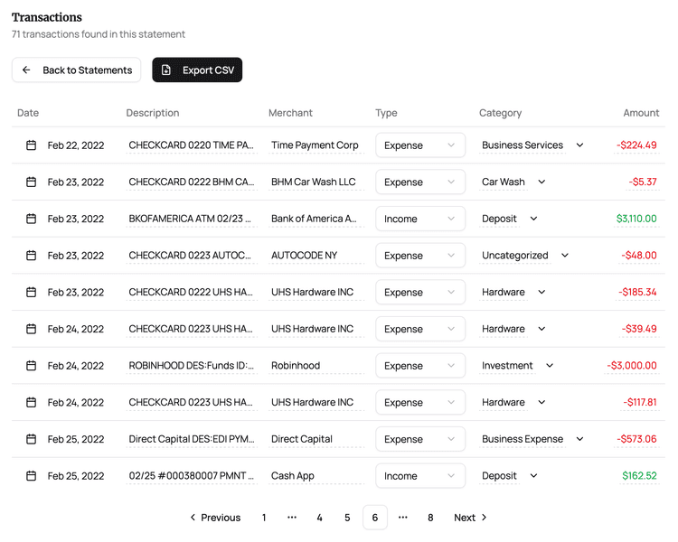CapyParse | Convert PDF Bank Statements to CSV, Excel, or Quickbooks format